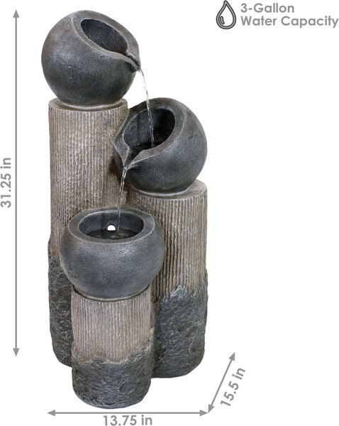 SUNNYDAZE DECOR Solar Powered Polyresin Tiered Cascading Cups Bird ...