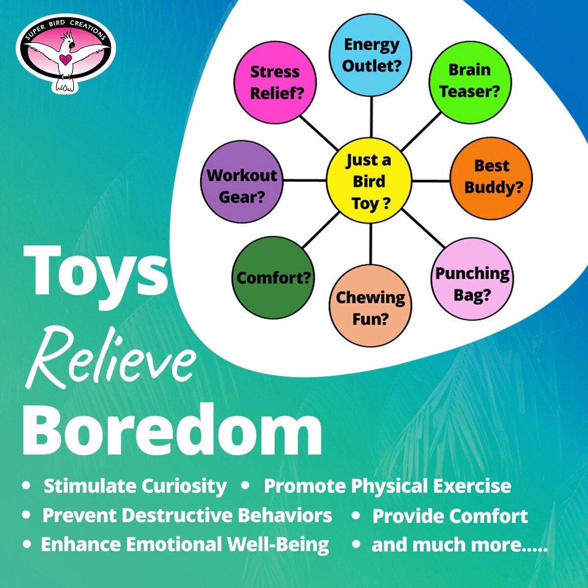 SUPER BIRD CREATIONS 4 Way Play Bird Toy, Large - Chewy.com