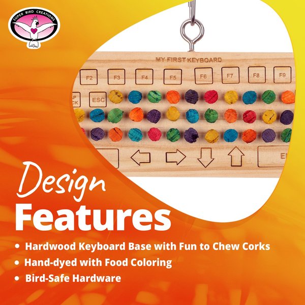 SUPER BIRD CREATIONS Birdie Keyboard Chewable Bird Toy - Chewy.com