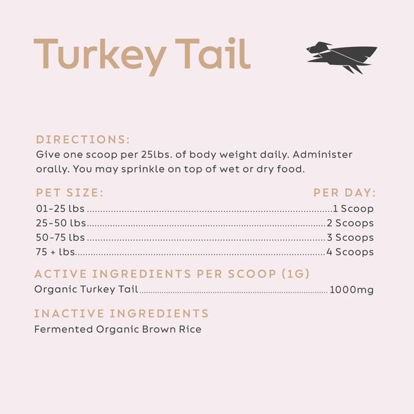 SUPER SNOUTS Turkey Tail Powder Immune Supplement for Dogs & Cats, 2.64 ...