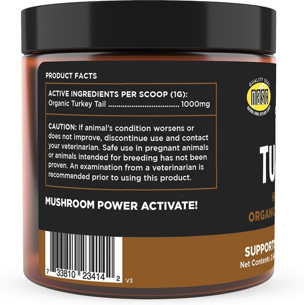 SUPER SNOUTS Turkey Tail Powder Immune Supplement for Dogs & Cats, 2.64 ...