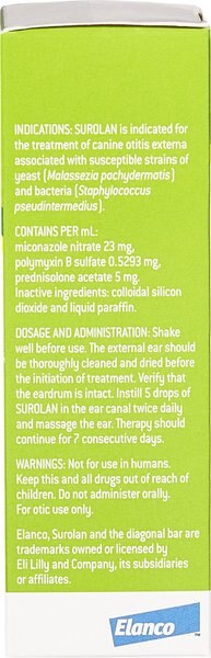 SUROLAN (miconazole nitrate, polymyxin B sulfate, prednisolone acetate) Otic Suspension for Dogs ...