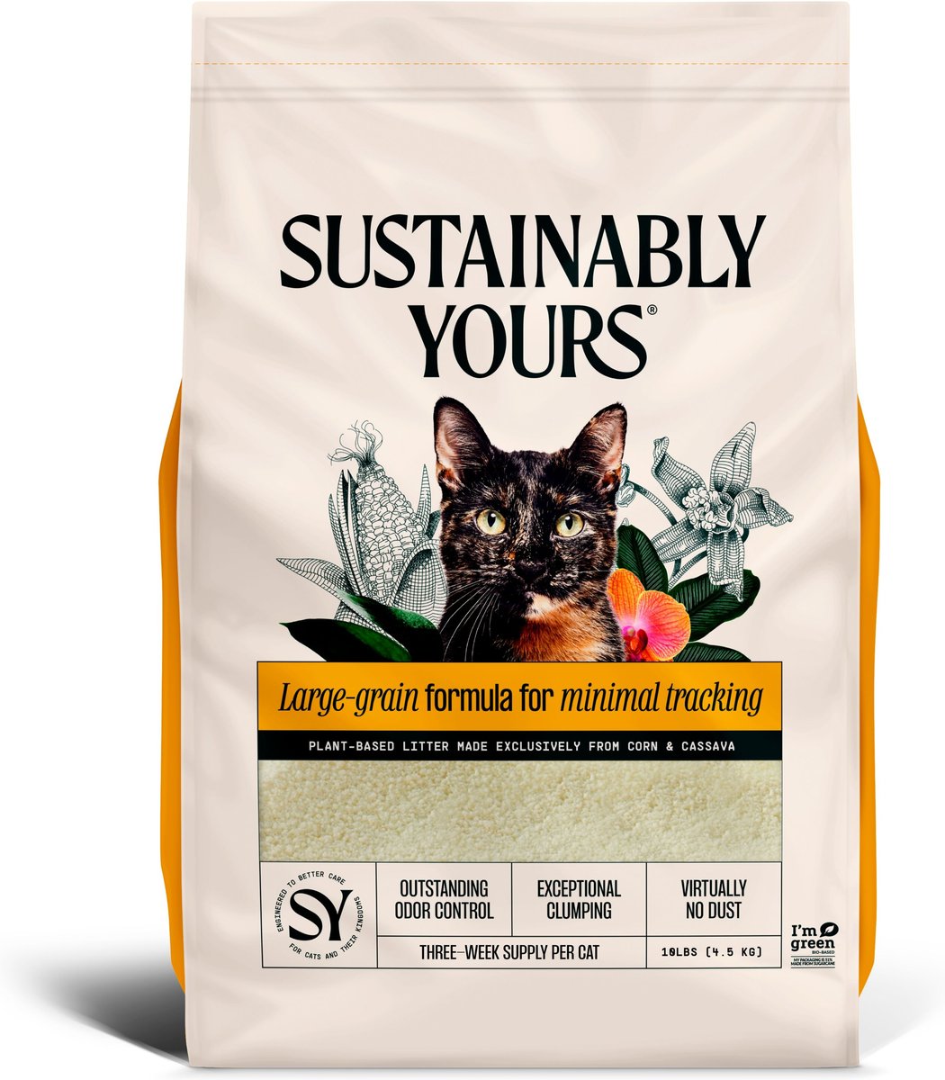 SUSTAINABLY YOURS Large Grains Cat Litter, 10-lb bag - Chewy.com