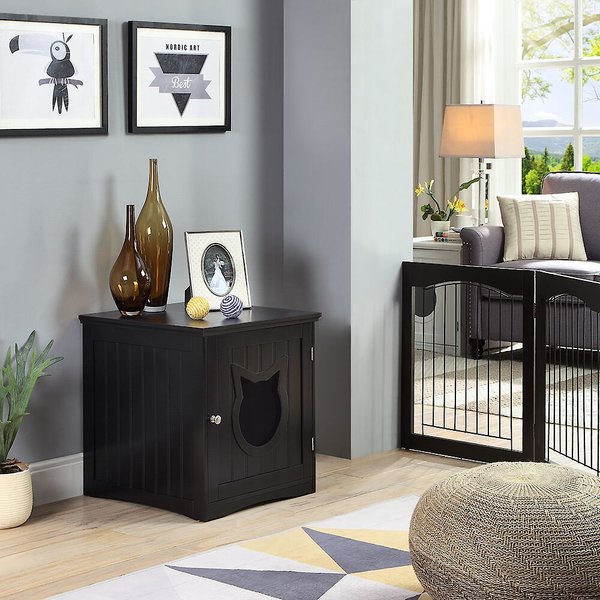 SWEET BARKS Wooden Side Table Cat Litter Box Enclosure, Black - Chewy.com