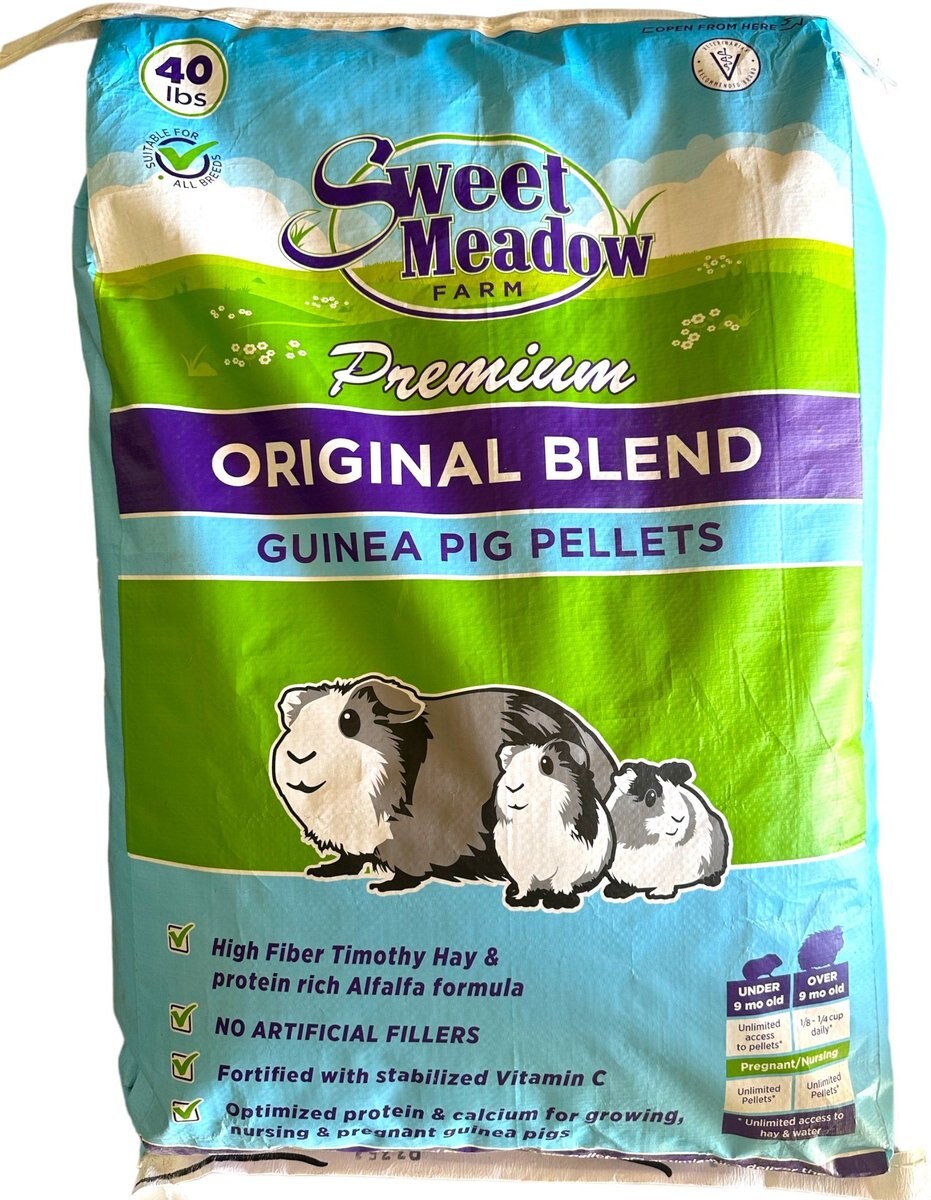 SWEET MEADOW FARM Original Blend Pellets Guinea Pig Food, 40-lb bag ...