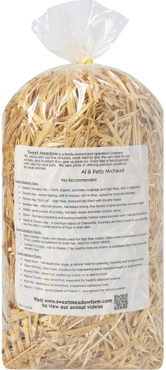 SWEET MEADOW FARM Straw Small Pet Bedding, 15-oz bag - Chewy.com