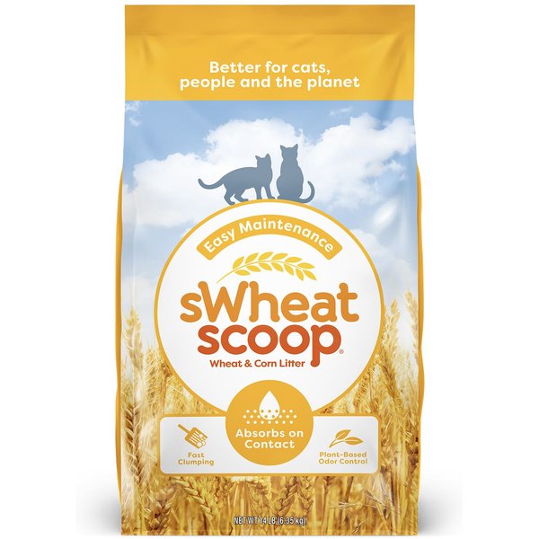 SWHEAT SCOOP Easy Maintenance Natural Clumping Wheat & Corn Cat Litter ...