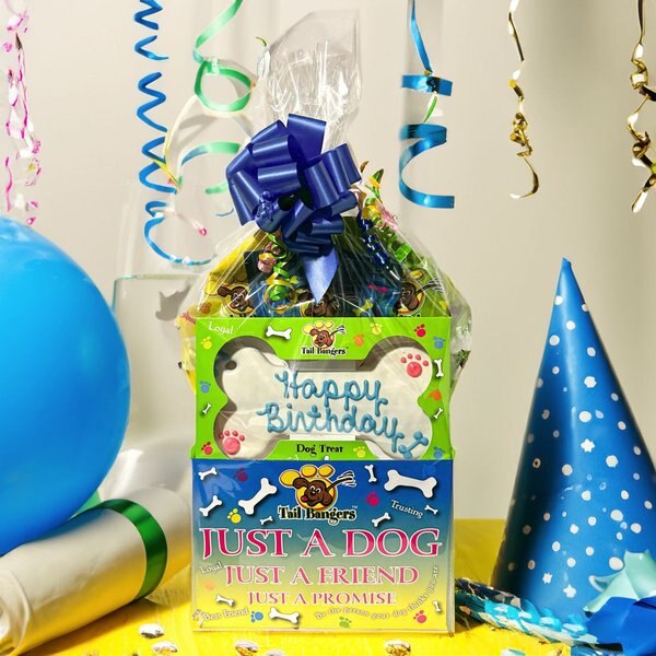 TAIL BANGERS 'Happy Birthday' Blue Gift Basket Variety Pack Crunchy Dog ...