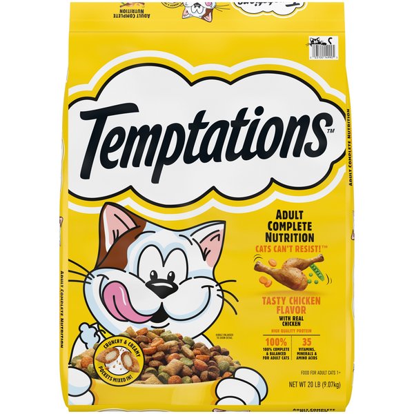 TEMPTATIONS Adult Tasty Chicken Flavor Dry Cat Food, 20-lb bag - Chewy.com