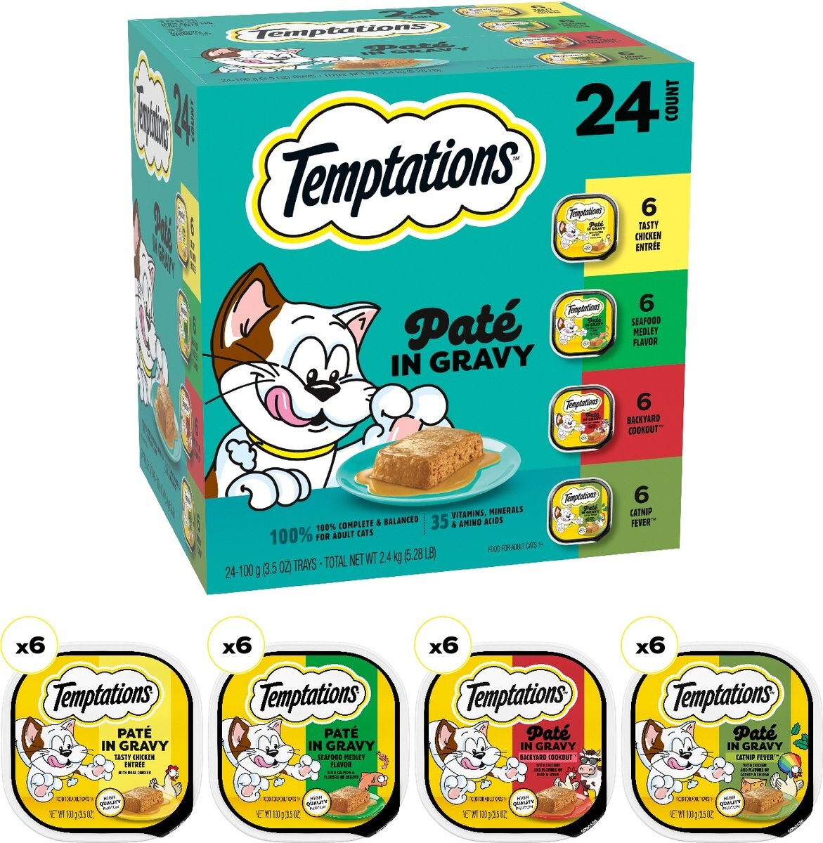 TEMPTATIONS Chicken, Seafood & Backyard Cookout Variety Pack Pate in ...