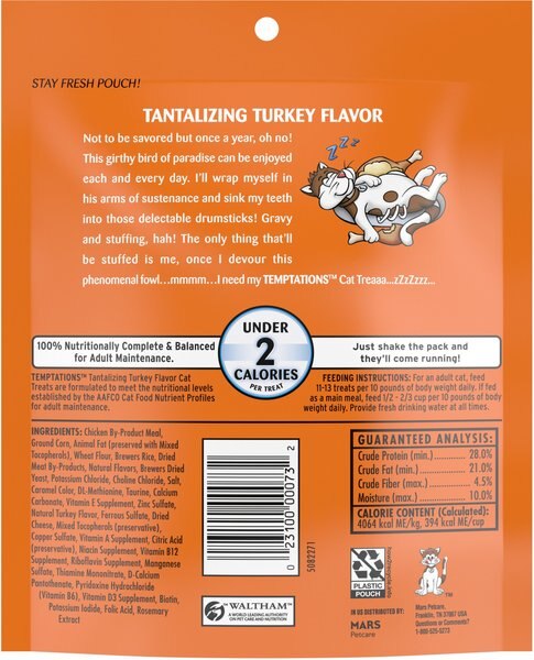TEMPTATIONS Classic Tantalizing Turkey Flavor Soft & Crunchy Cat Treats ...