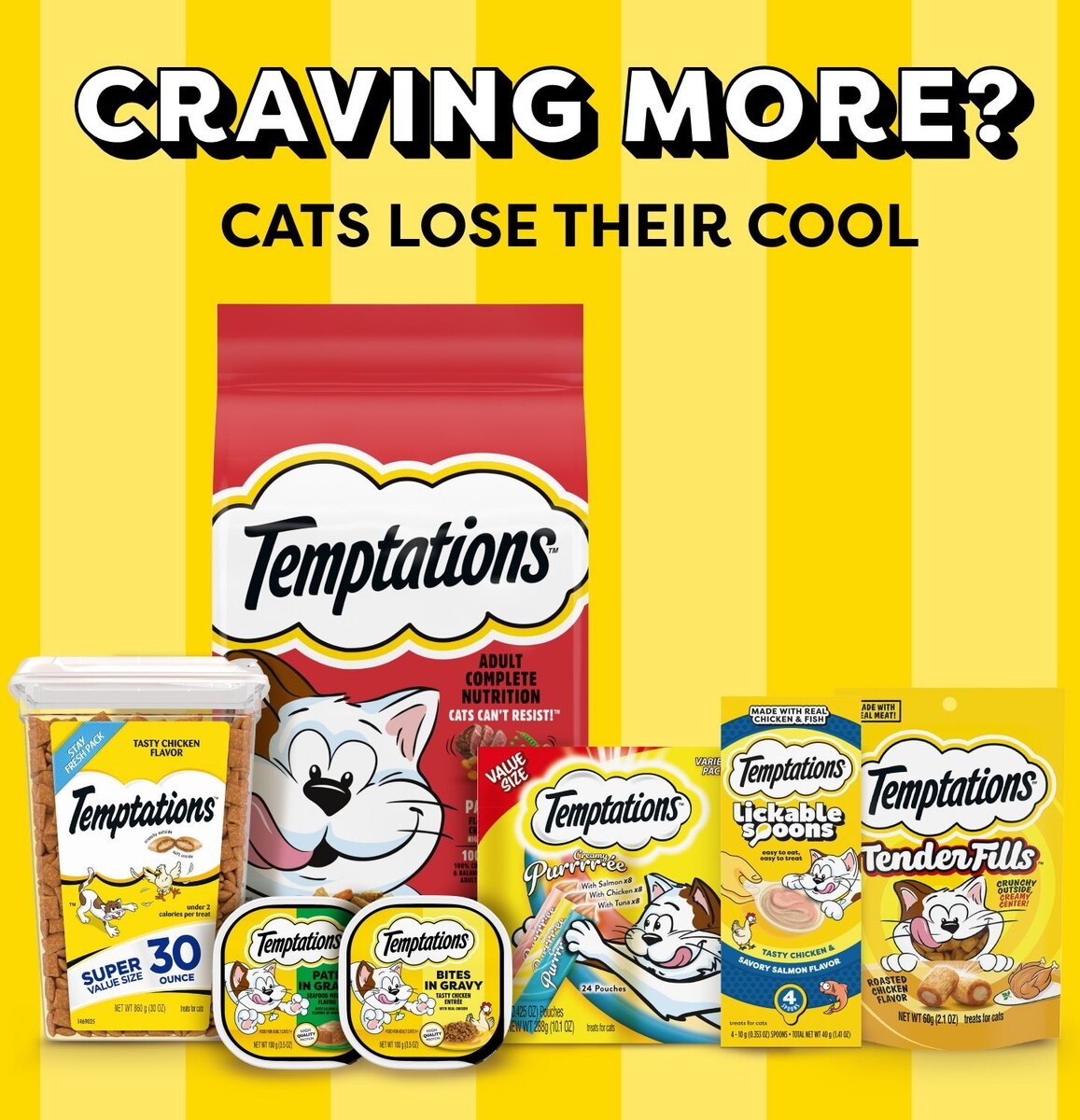 TEMPTATIONS Classic Tasty Chicken Flavor Soft & Crunchy Cat Treats, 30 ...