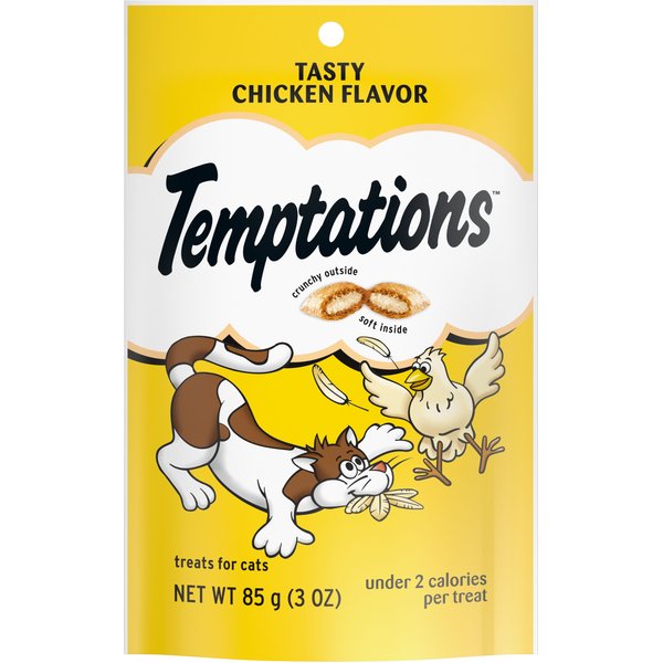 TEMPTATIONS Classic Tasty Chicken Flavor Soft & Crunchy Cat Treats, 3 ...