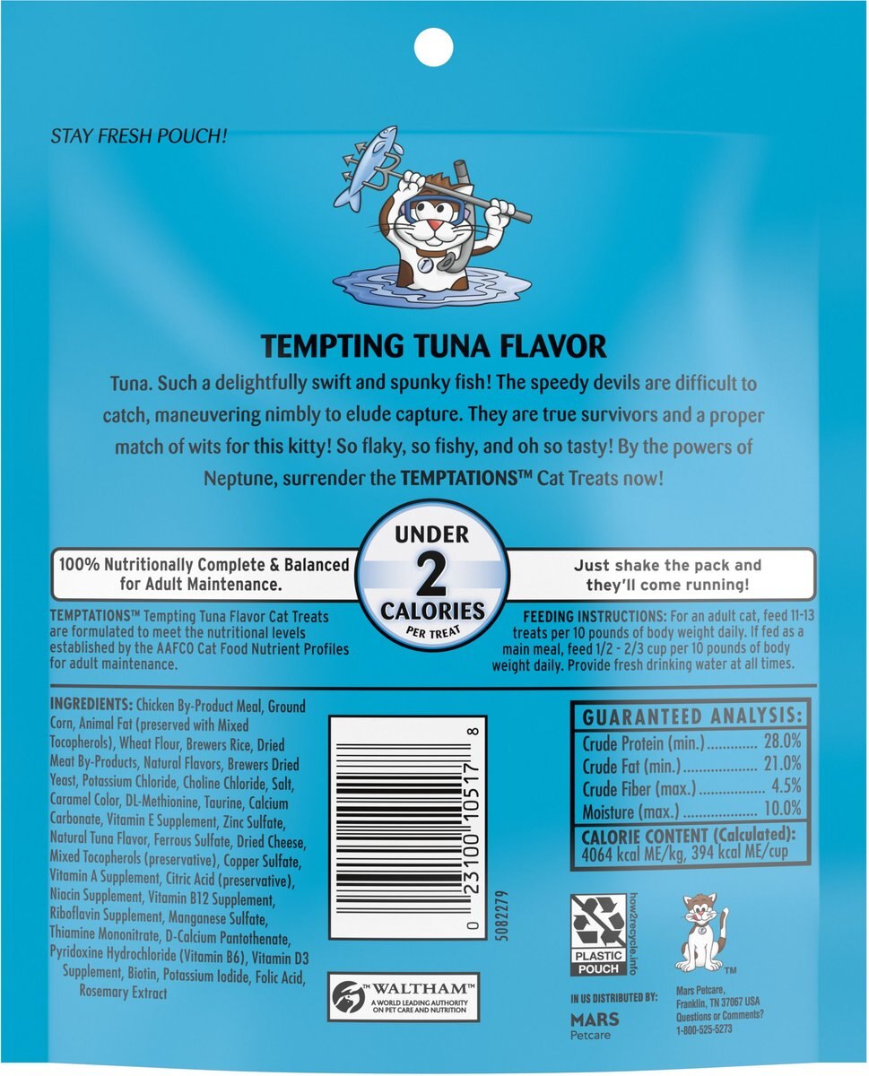 TEMPTATIONS Classic Tempting Tuna Flavor Soft & Crunchy Cat Treats, 6.3 ...