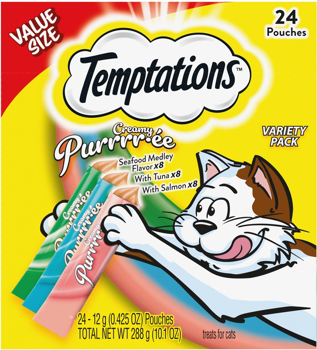 TEMPTATIONS Creamy Puree Mix-Ups Variety Pack Lickable Cat Treats, 0.42 ...