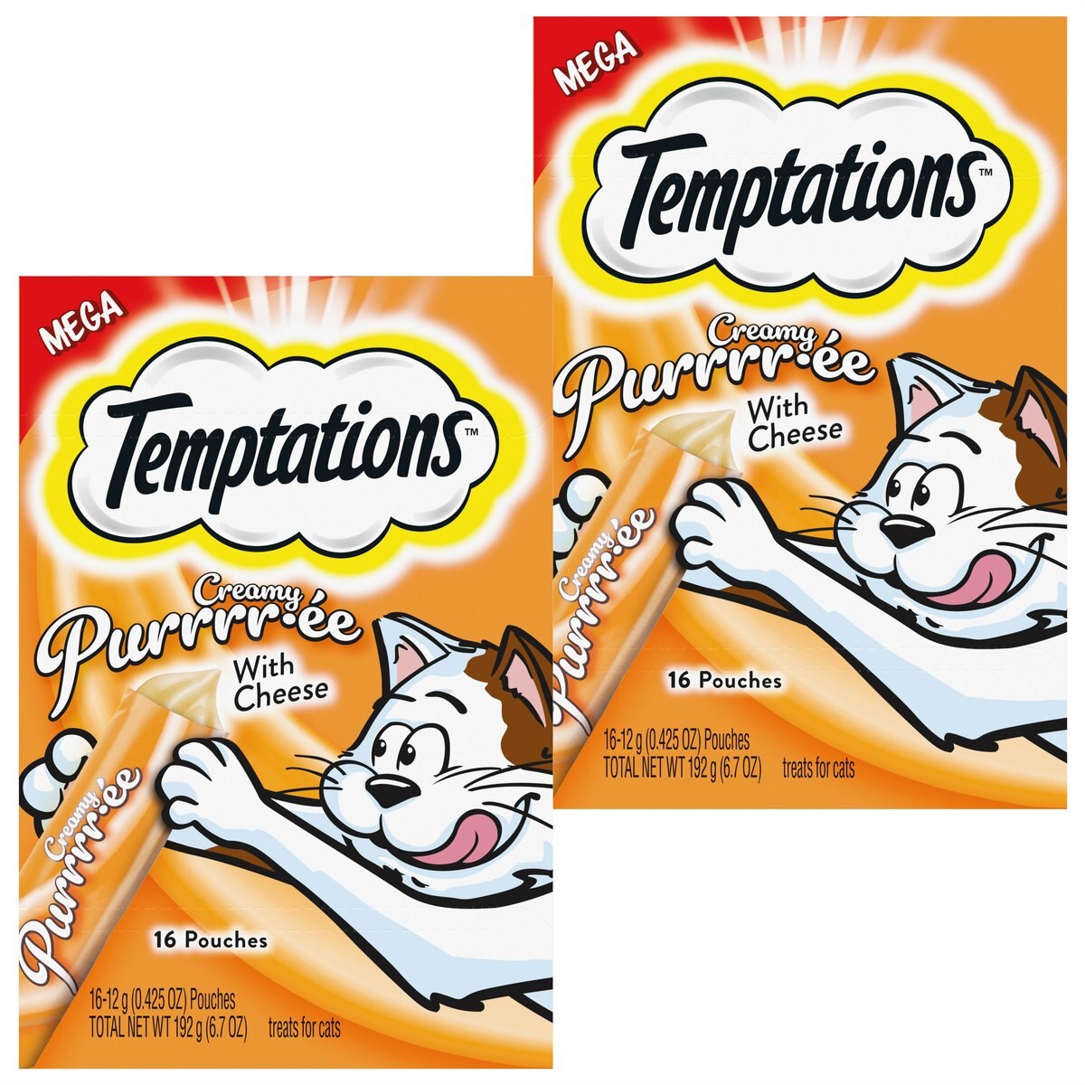 TEMPTATIONS Creamy Puree with Cheese Topper Lickable Cat Treats, 32 ...