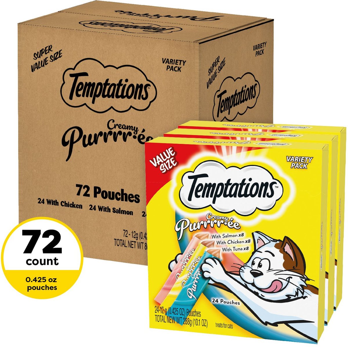 TEMPTATIONS Creamy Puree with Chicken, Salmon, & Tuna Variety Pack ...