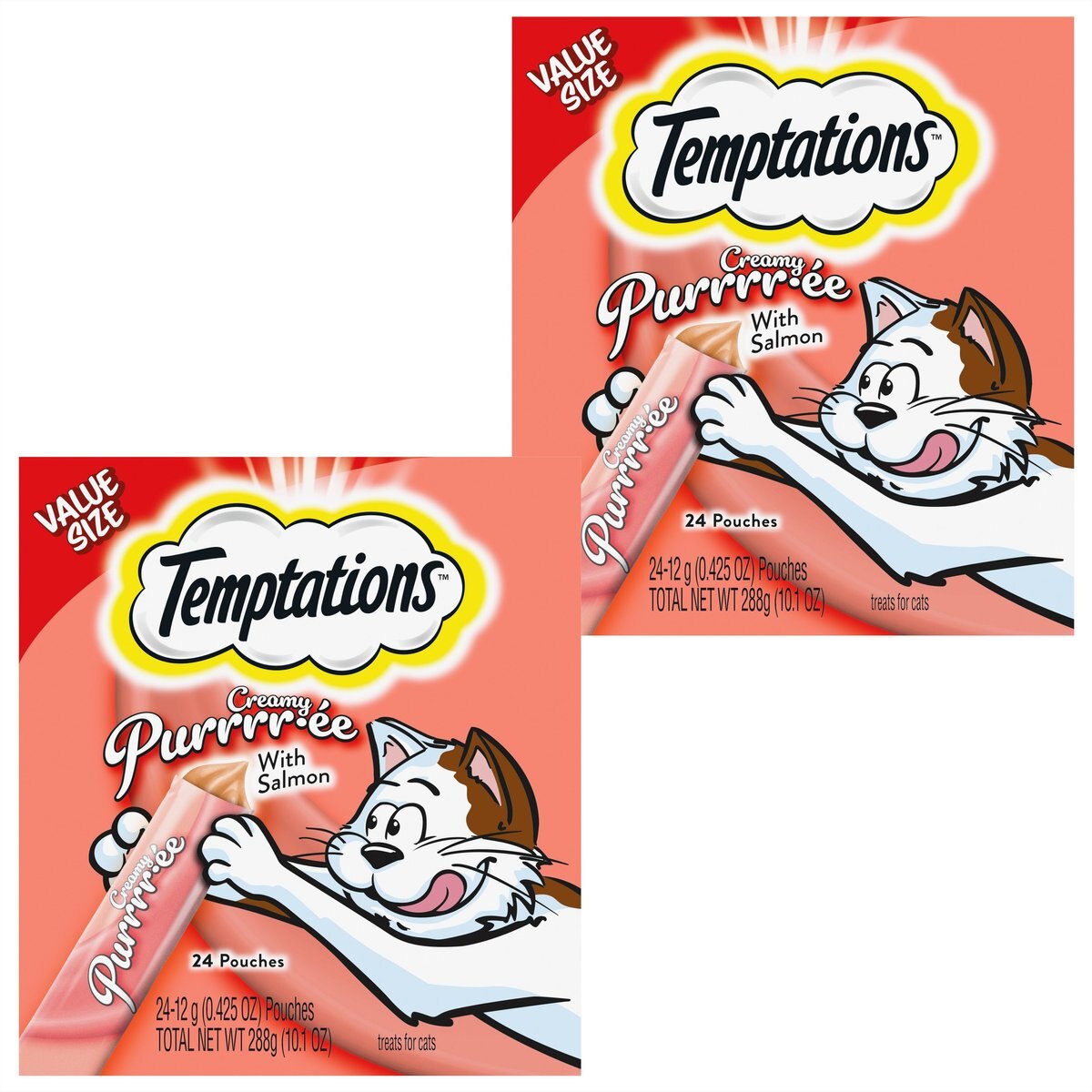 TEMPTATIONS Creamy Puree with Salmon Lickable Cat Treats, 0.425-oz tube ...