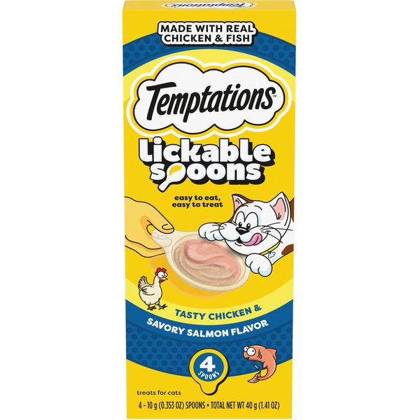 TEMPTATIONS Lickable Spoons Tasty Chicken & Savory Salmon Cat Lickable ...