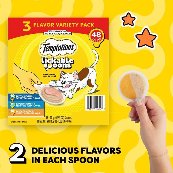 TEMPTATIONS Lickable Spoons Variety Pack with Chicken & Salmon Lickable ...