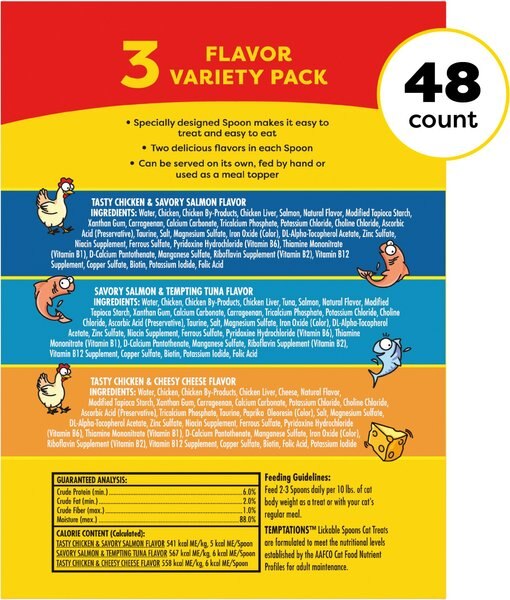 TEMPTATIONS Lickable Spoons Variety Pack with Chicken & Salmon Lickable ...