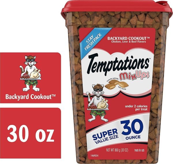 TEMPTATIONS Mixups Backyard Cookout Cat Treats, 30-oz tub, pack of 2 ...