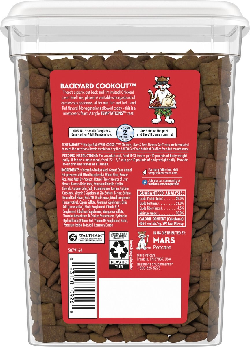 TEMPTATIONS MixUps Backyard Cookout Flavor Soft & Crunchy Cat Treats ...