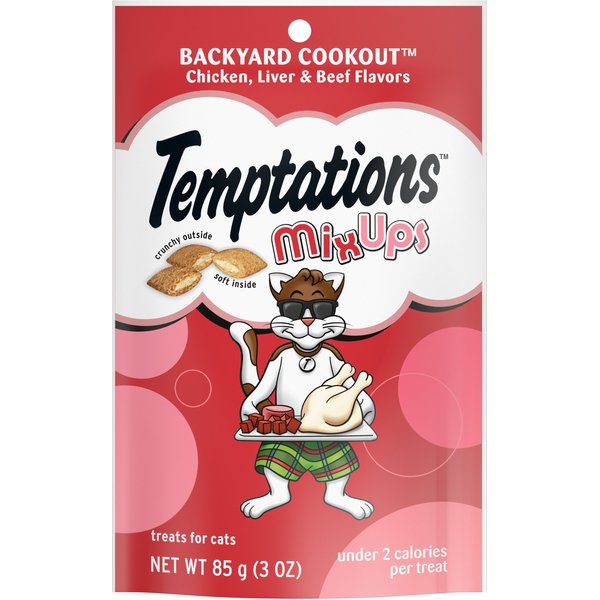 TEMPTATIONS Classic Tasty Chicken Flavor Soft & Crunchy Cat Treats, 3 ...