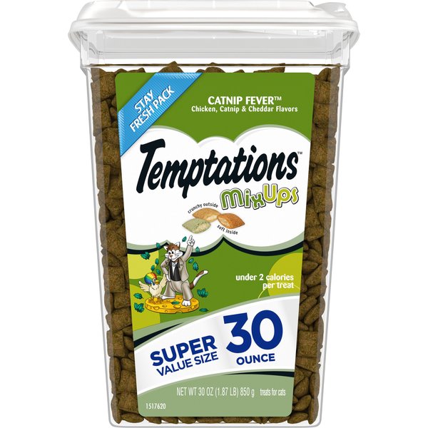 TEMPTATIONS Classic Savory Salmon Flavor Crunchy & Soft Cat Treats, 30 ...