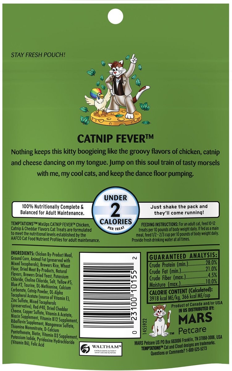TEMPTATIONS MixUps Catnip Fever Flavor Soft & Crunchy Cat Treats, 3-oz bag - Chewy.com