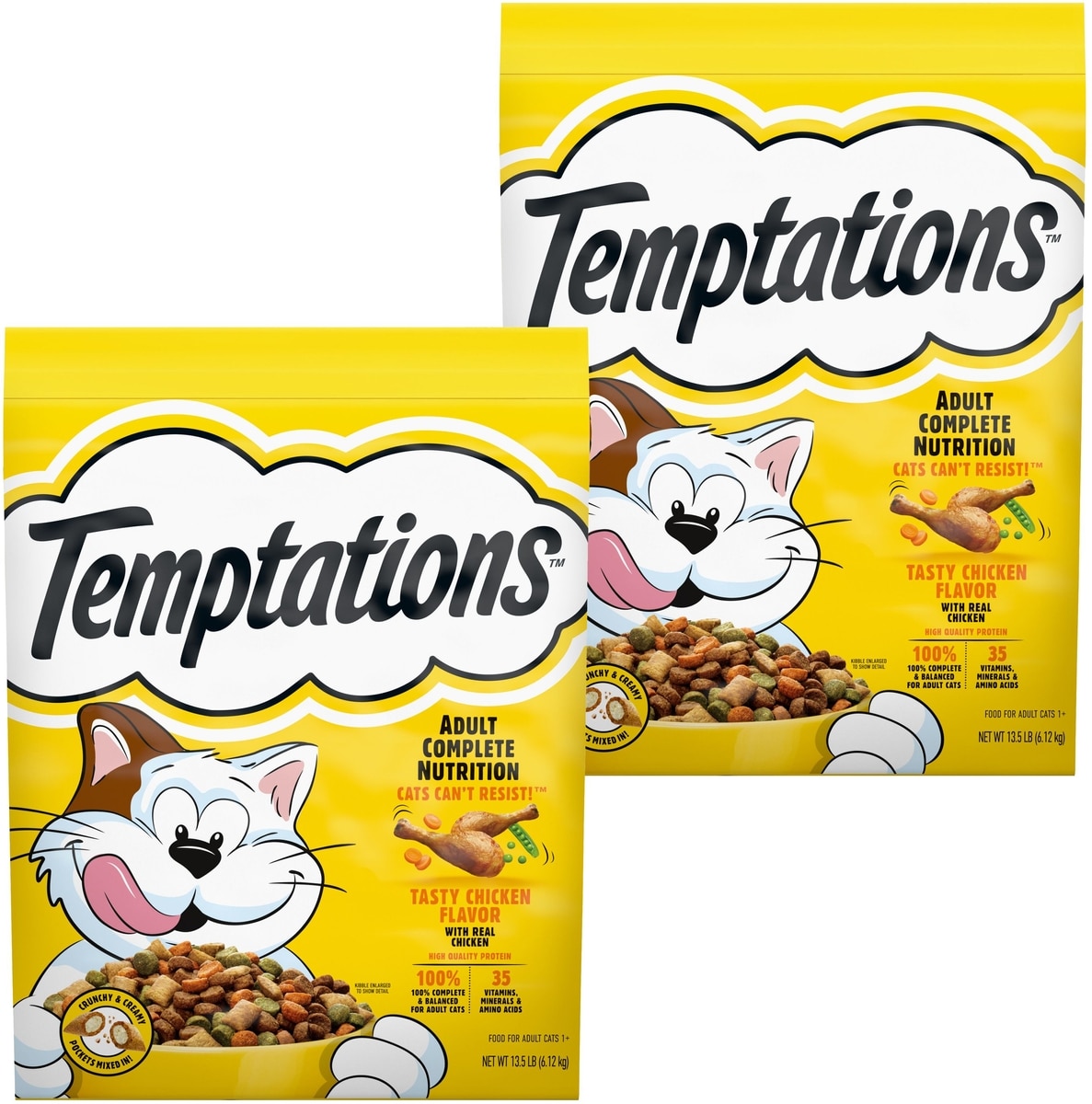 TEMPTATIONS Tasty Chicken Flavor Adult Dry Cat Food, 27-lb bundle ...