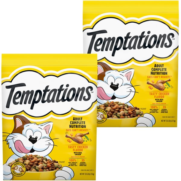 TEMPTATIONS Seafood Medley Flavor Adult Dry Cat Food, 27-lb bundle ...