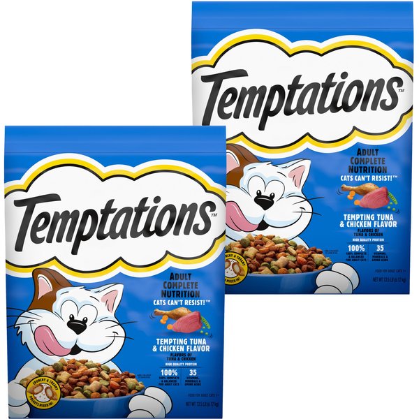 TEMPTATIONS Seafood Medley Flavor Adult Dry Cat Food, 27-lb bundle ...