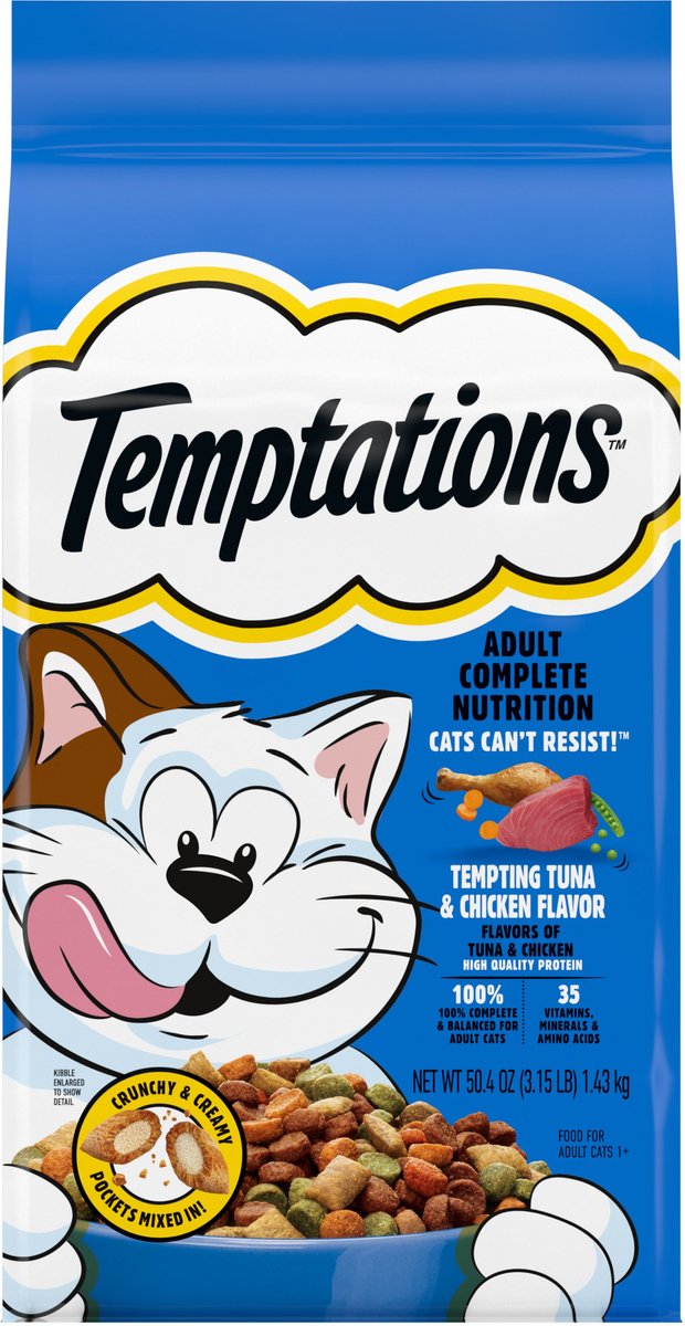 TEMPTATIONS Tempting Tuna & Chicken Flavor Adult Dry Cat Food, 3.15-lb ...