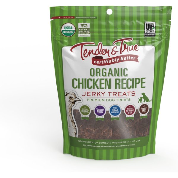 TENDER & TRUE Organic Chicken Grain-Free Jerky Dog Treats, 4-oz bag ...