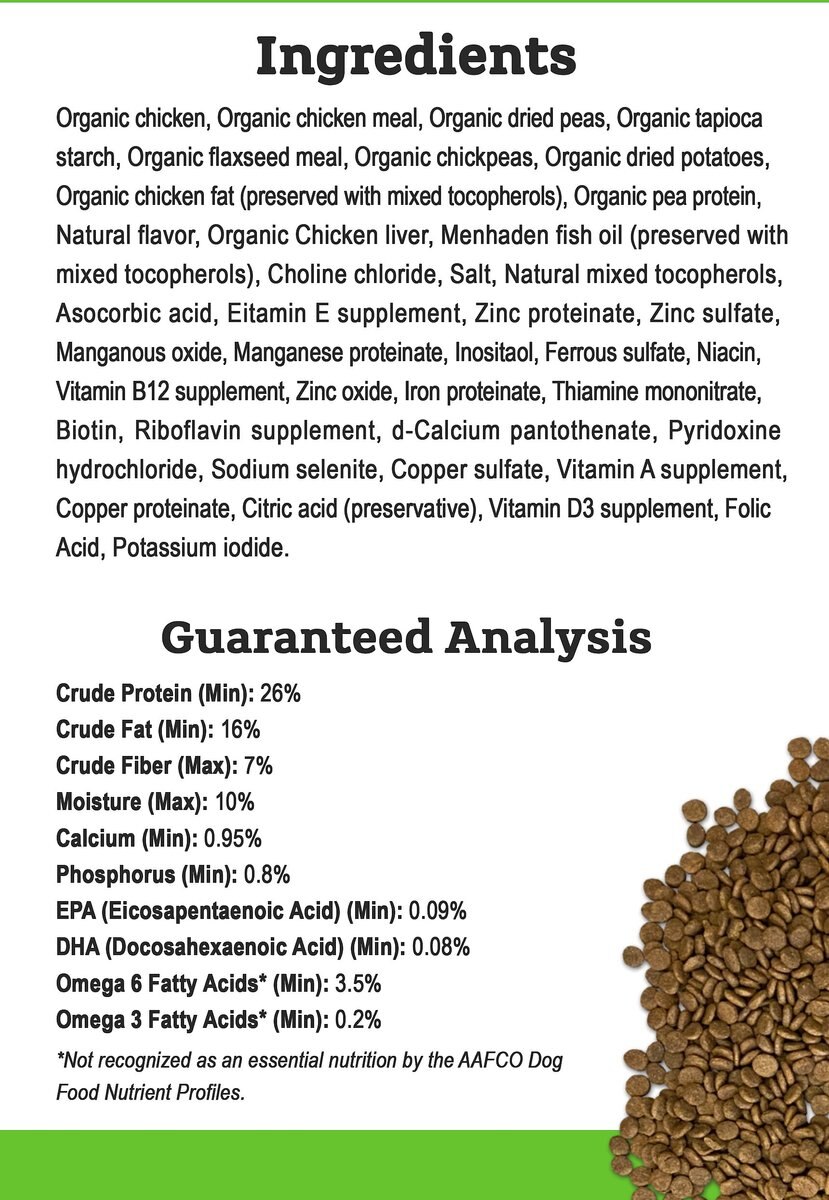 TENDER & TRUE Organic Chicken Recipe Small Breed Grain-Free Dry Dog ...