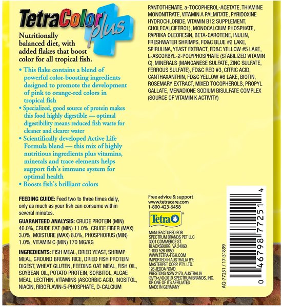 TETRA TetraColor Plus Tropical Flakes Fish Food, 7.06-oz bottle - Chewy.com