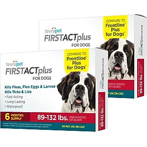 TEVRAPET FirstAct Plus Flea & Tick Spot Treatment for Dogs, 89 - 132lbs ...