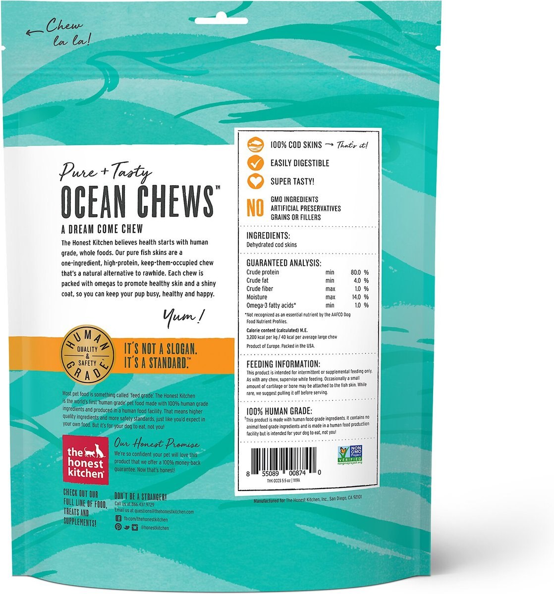 THE HONEST KITCHEN Beams Ocean Chews Cod Fish Skins Dehydrated Dog ...