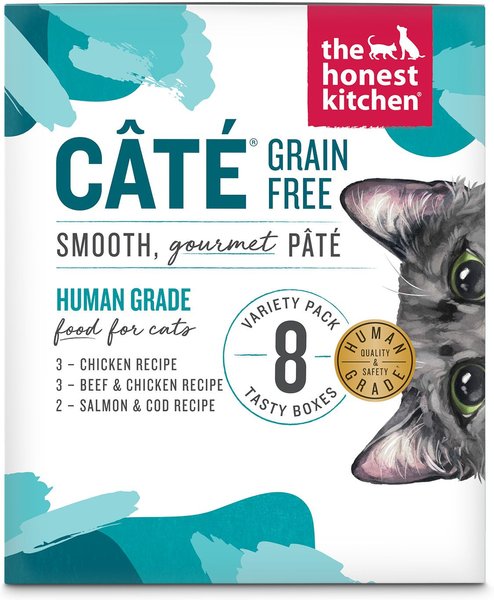 THE HONEST KITCHEN Cate Chicken, Salmon & Turkey Variety Pack Grain-Free Pate Wet Cat Food, 2.8 ...