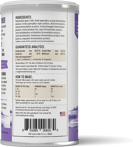 THE HONEST KITCHEN Daily Boosters Instant Goat's Milk with Probiotics ...