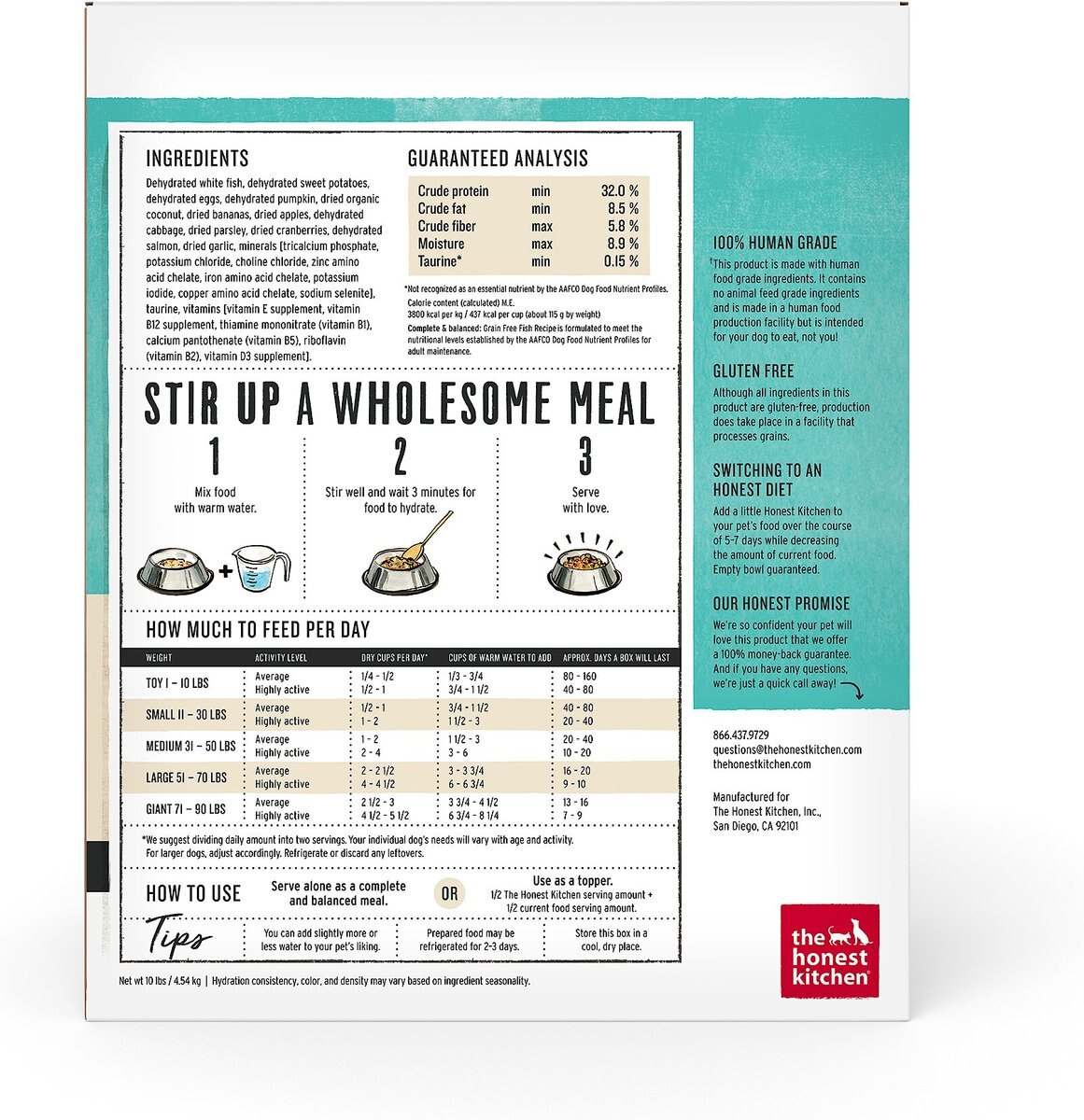 THE HONEST KITCHEN Fish Recipe Grain-Free Dehydrated Dog Food, 10-lb ...