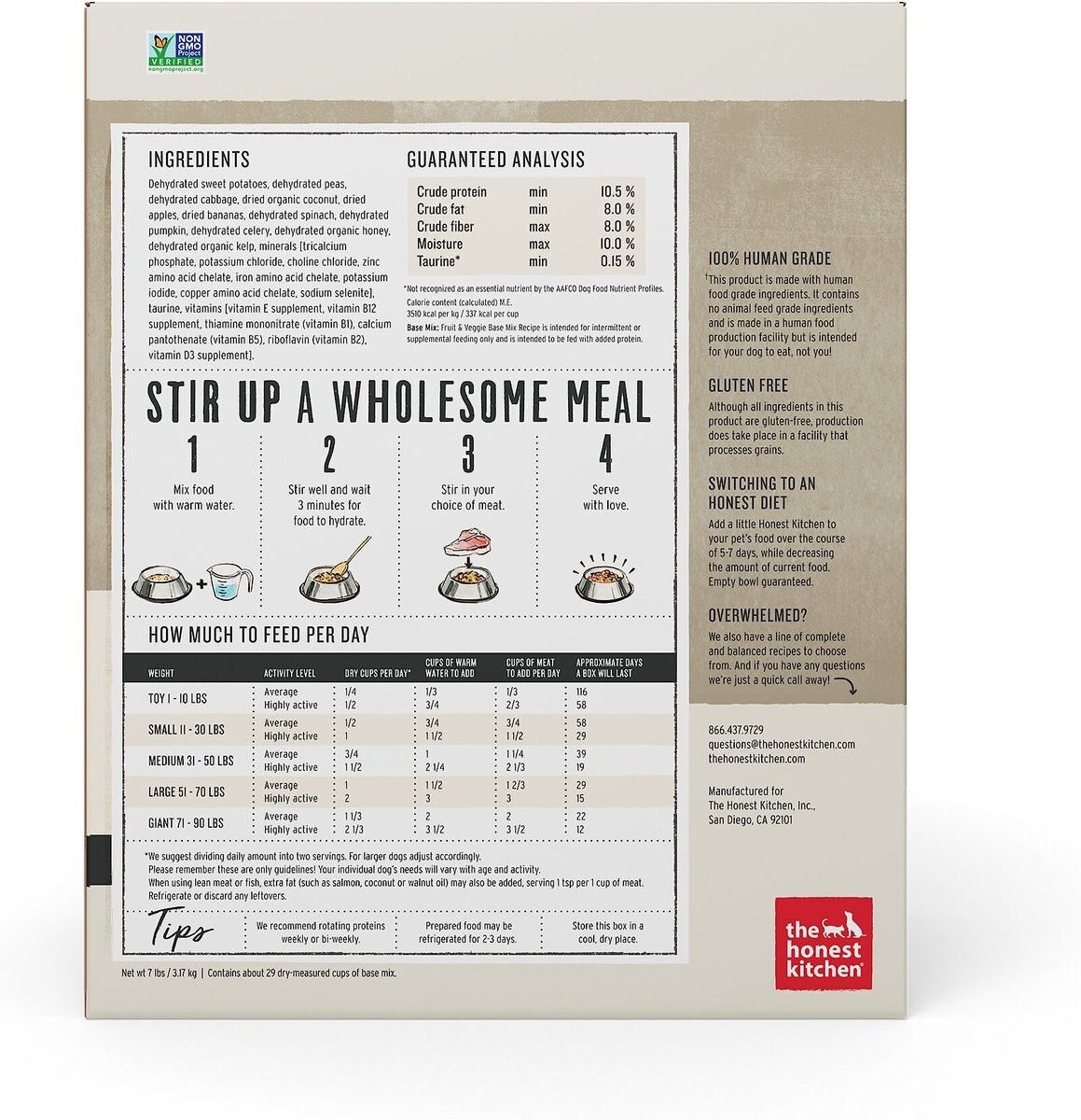 THE HONEST KITCHEN Fruit & Veggie Grain-Free Dehydrated Dog Base Mix, 7 ...