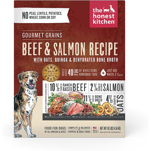 THE HONEST KITCHEN Gourmet Grains Beef & Salmon Recipe Dehydrated Dog ...