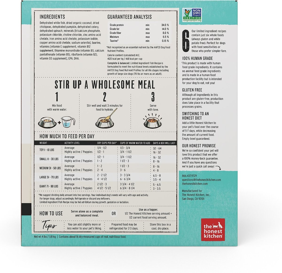 THE HONEST KITCHEN Limited Ingredient Diet Fish Recipe Grain-Free ...