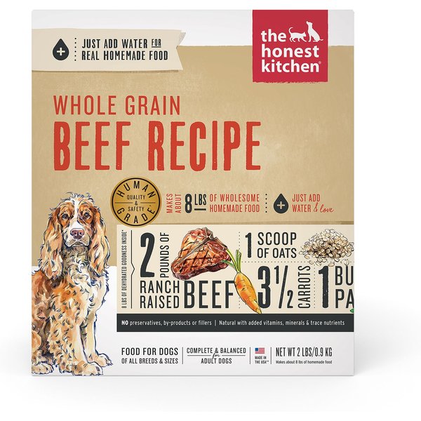 THE HONEST KITCHEN Whole Grain Beef Recipe Dehydrated Dog Food, 2-lb ...