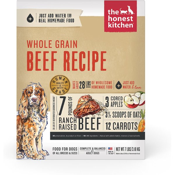 THE HONEST KITCHEN Whole Grain Beef Recipe Dehydrated Dog Food, 7-lb ...