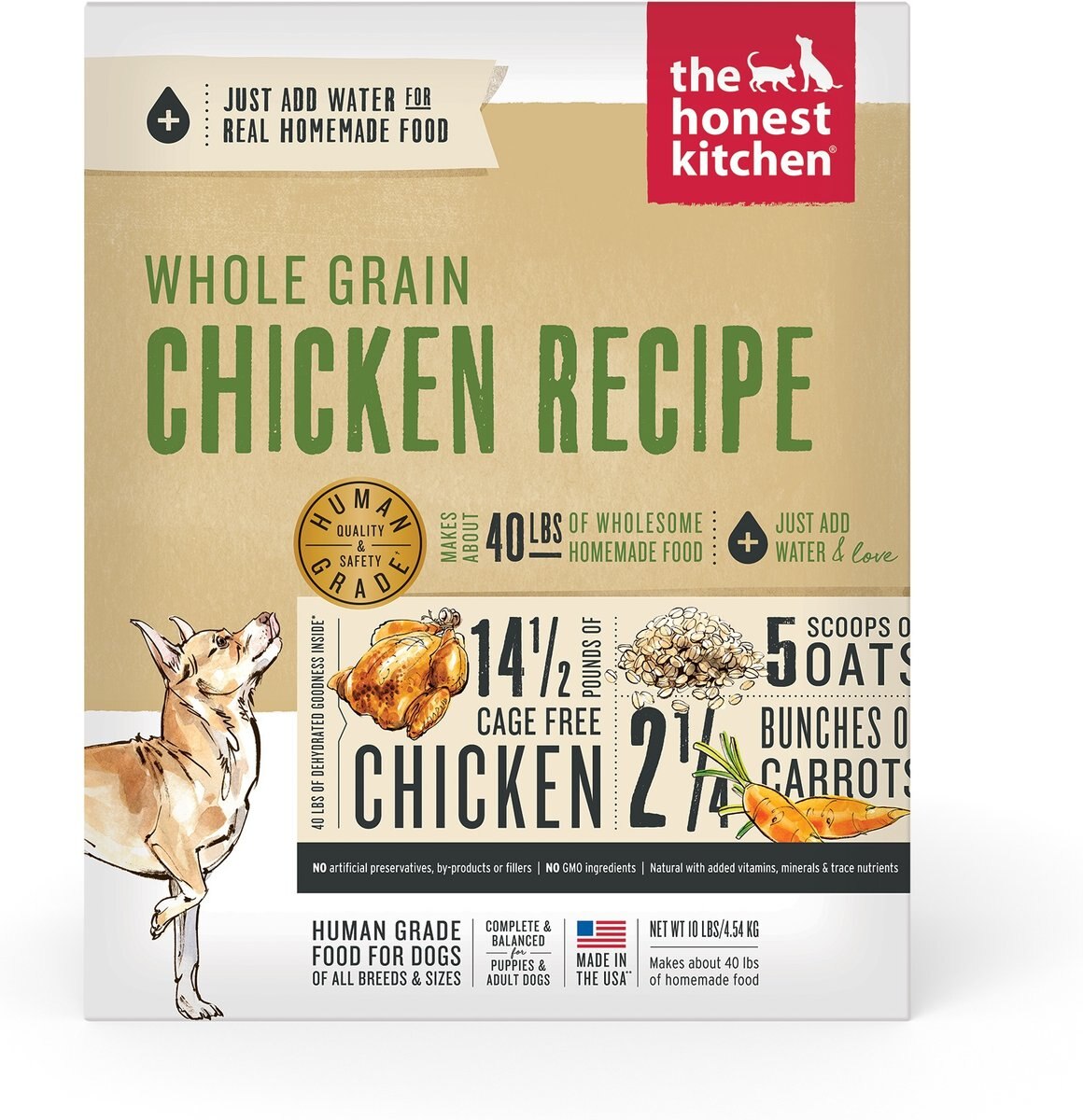 THE HONEST KITCHEN Whole Grain Chicken Recipe Dehydrated Dog Food, 10 ...