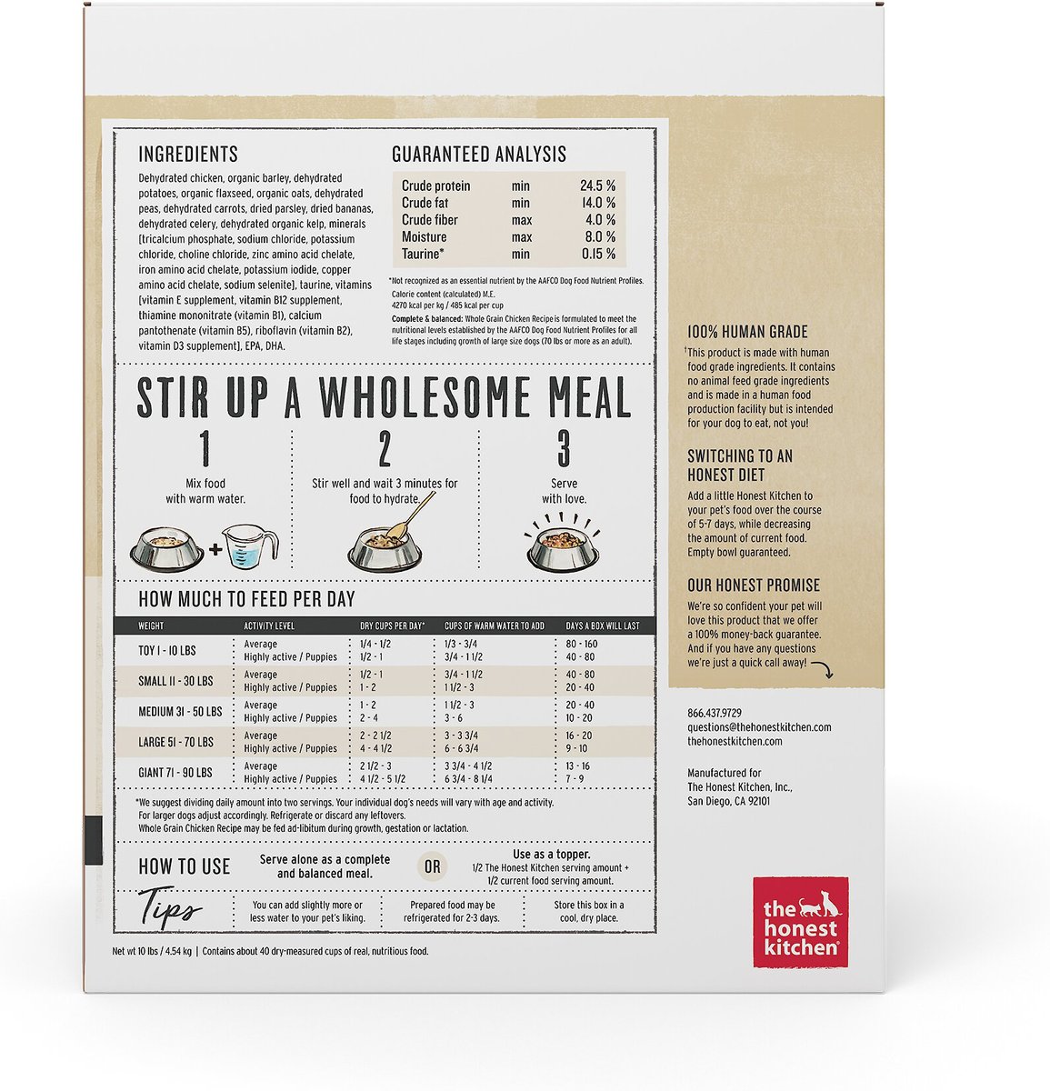 THE HONEST KITCHEN Whole Grain Chicken Recipe Dehydrated Dog Food, 10 ...