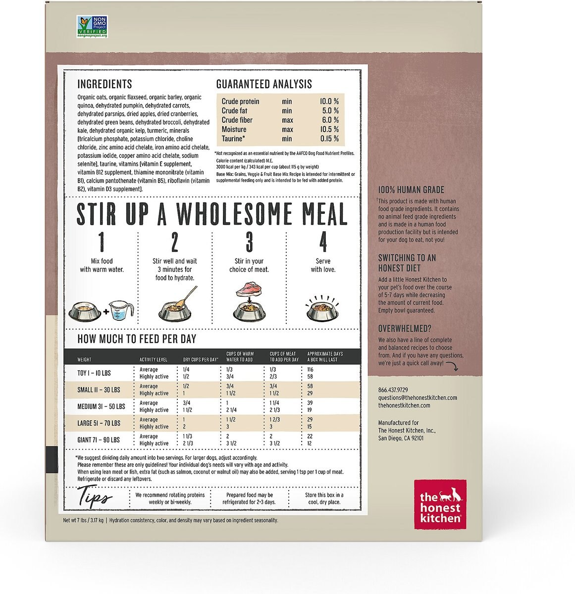 THE HONEST KITCHEN Whole Grain, Veggie & Fruit Base Mix Dehydrated Dog ...